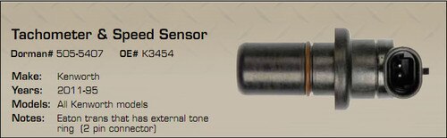 Kenworth, Peterbilt Vehicle Speed Sensor 1995 - 2011