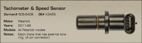 Kenworth, Peterbilt Vehicle Speed Sensor 1995 - 2011