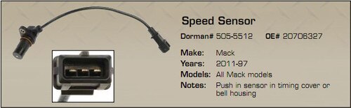 Mack Vehicle Speed Sensor