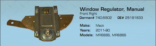 Mack MR Window Regulator 1991 - 2003