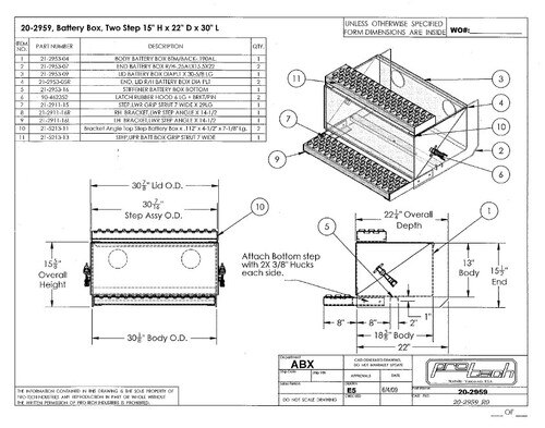 Battery Box - 15"H x 30"W x 30"L - With Upper and Lower Steps - by ProTech