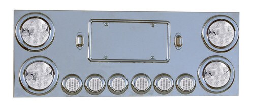 Rear Center Panel w/ 4x4" & 6x2" Clear LEDs & 2 License LEDs