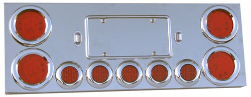 Stainless Steel Rear Center Panel with 4 X 4ö & 5 X 2 ?ö & 2 License LEDs